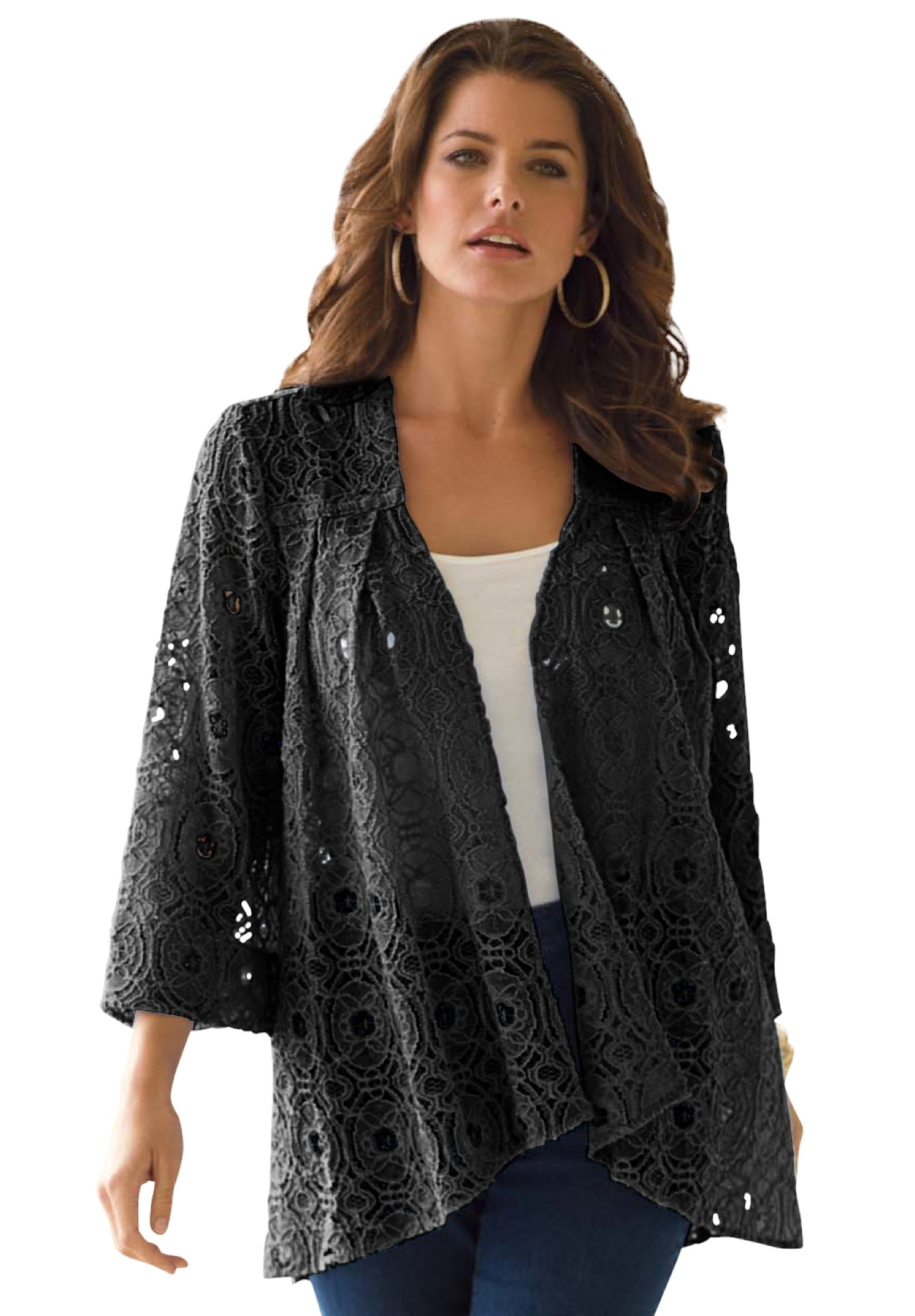 Roaman's Women's Plus Size Lace Swing Jacket - Walmart.com