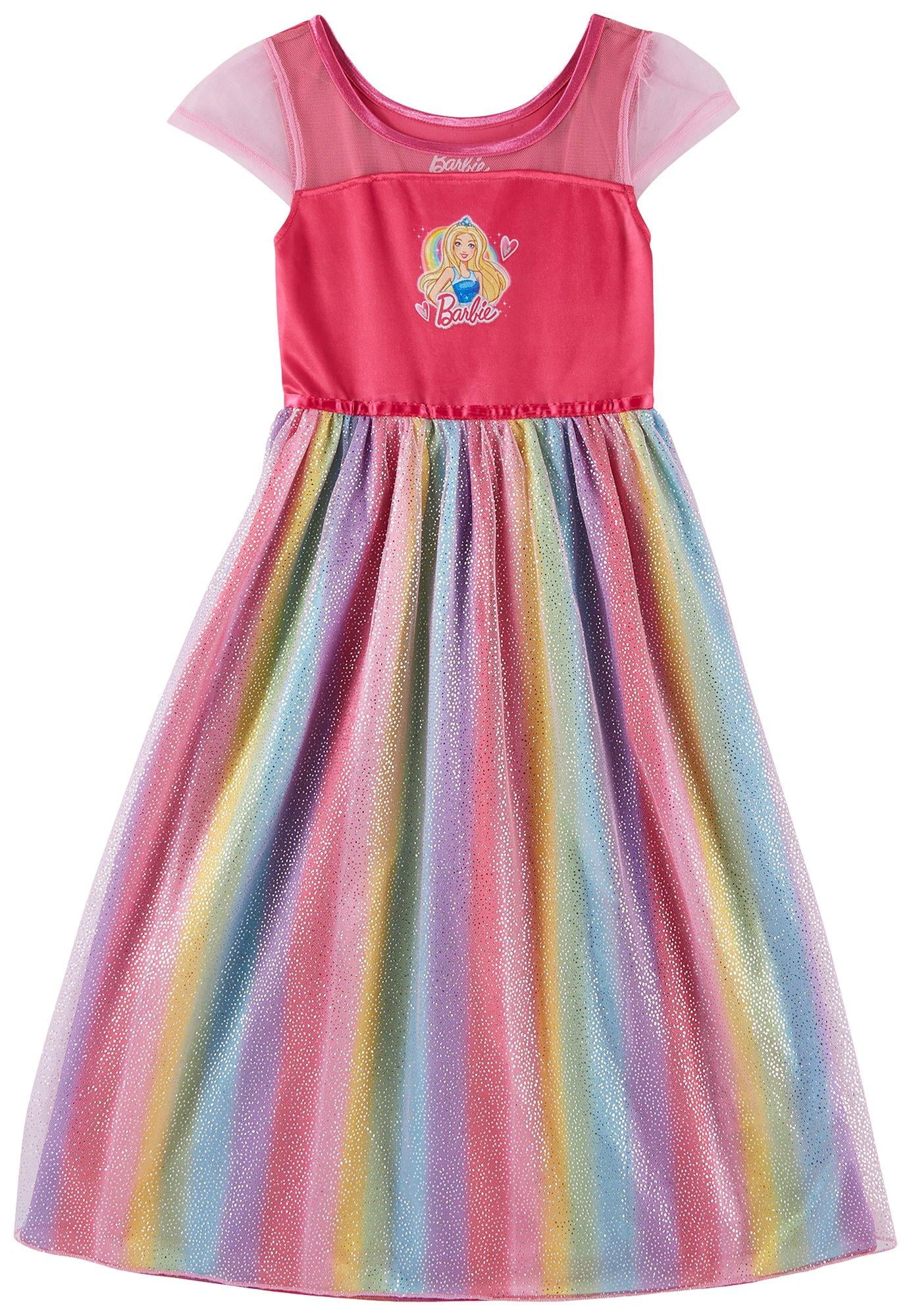 Barbie Rainbow Sparkle Dress Up Nightgown - Walmart.com