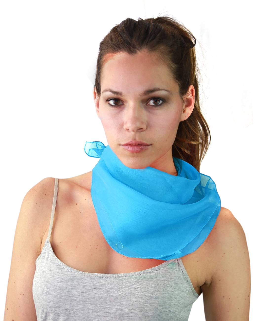 NYFASHION101 Women's Versatile Solid Sheer Chiffon Neckerchief Scarf ...