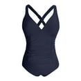 Plus Size Swimsuit For Women Tummy Control Solid Print Bikini One Piece