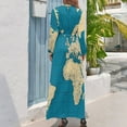 World Map Dress Long Sleeve Cities Roads Lakes and Rivers Maxi Dress ...
