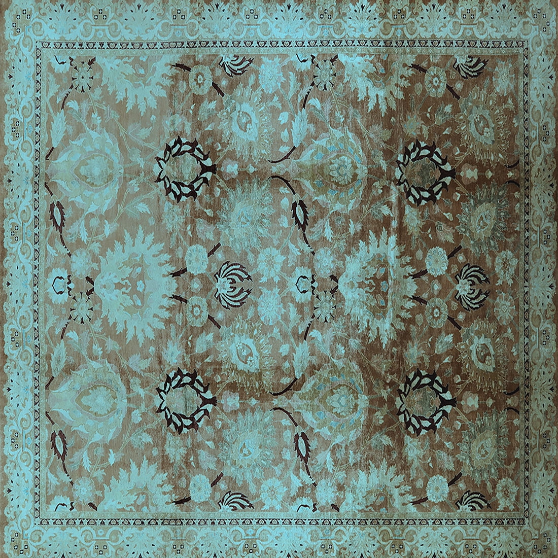 Ahgly Company Indoor Square Oriental Light Blue Traditional Area Rugs ...