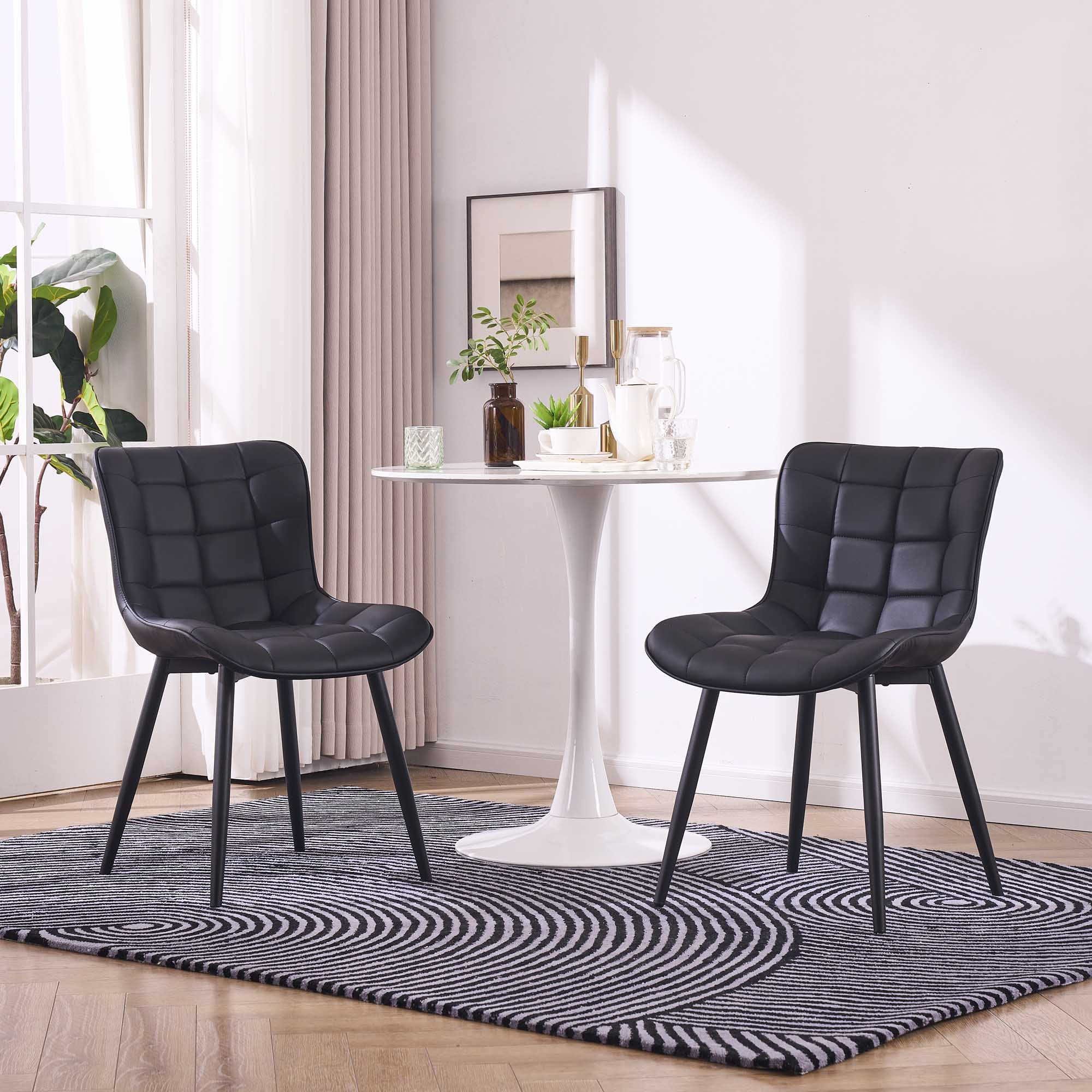 Kidol & Shellder Soft Dining Chair Set of 2 PU Upholstered Full Back ...