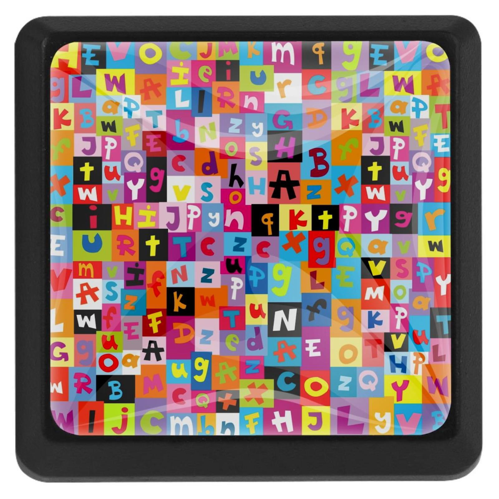 3 Pack Colored Letters Square Cabinet Door Knobs Decor for Cupboard ...