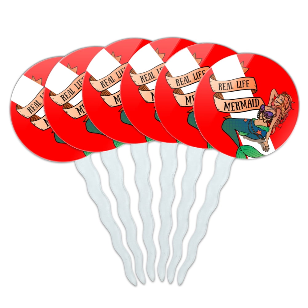 Sexy Mermaid Diving Flag Cupcake Picks Toppers Decoration Set of 6 ...