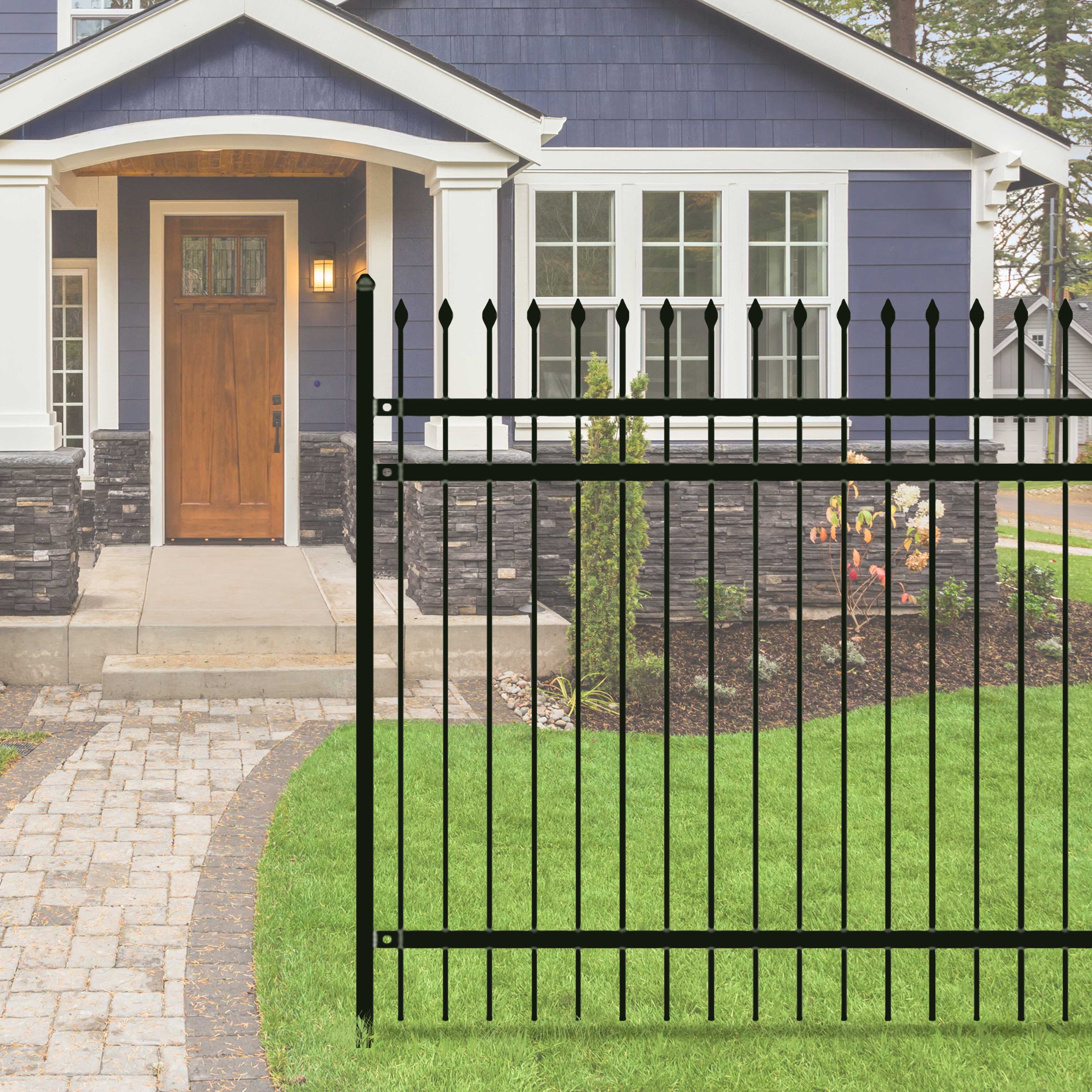 ALEKO Rome Style DIY Disassembled Steel Yard Fence 6 x 6 feet Black ...