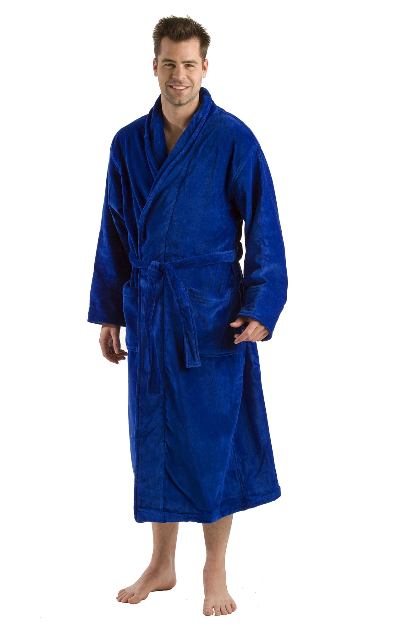 byLora Shawl Robe, Terry Cotton Bathrobes, ROYAL BLUE Color, Size S/M ...
