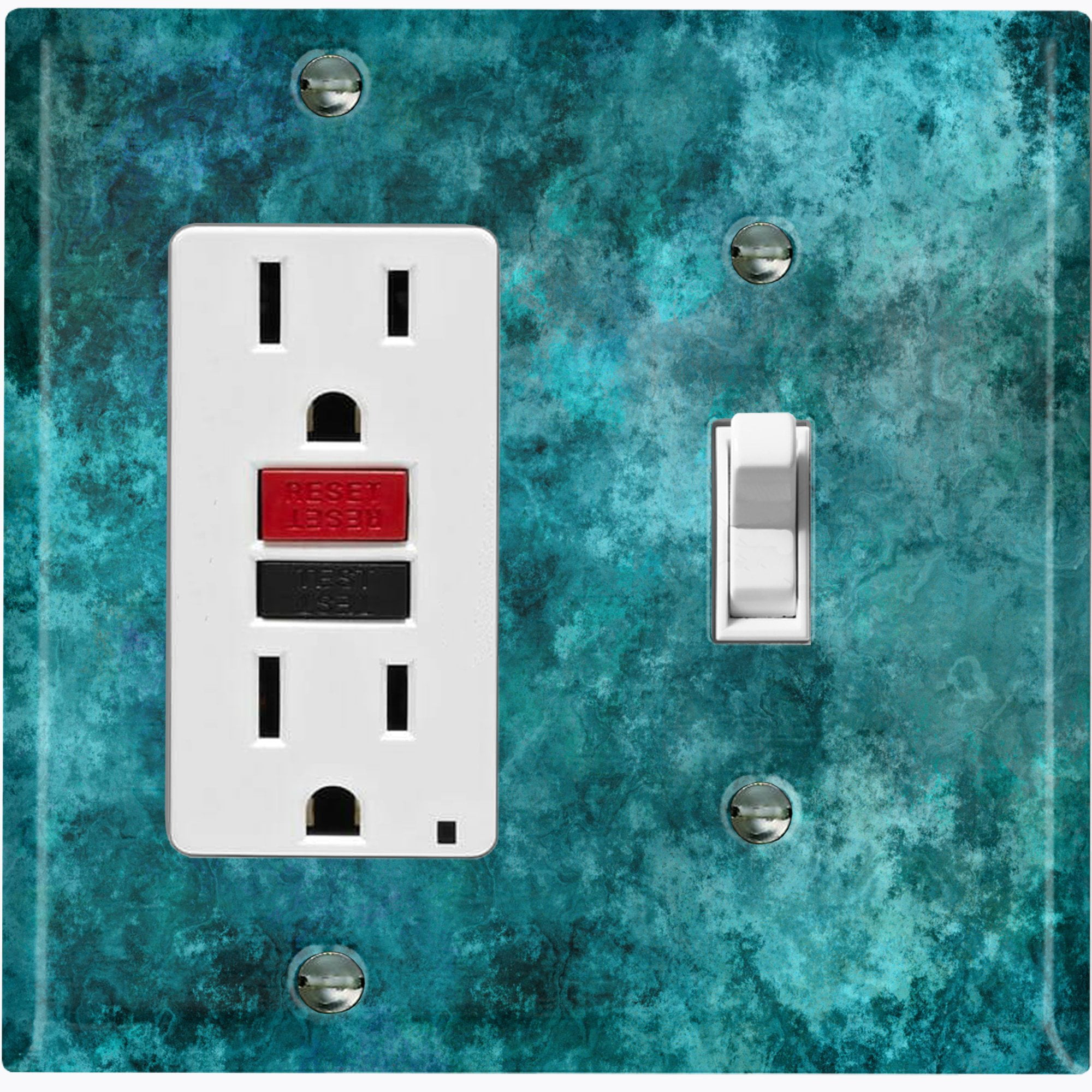 Metal Light Switch Plate Outlet Cover Image of Copper Patina MET018 ...