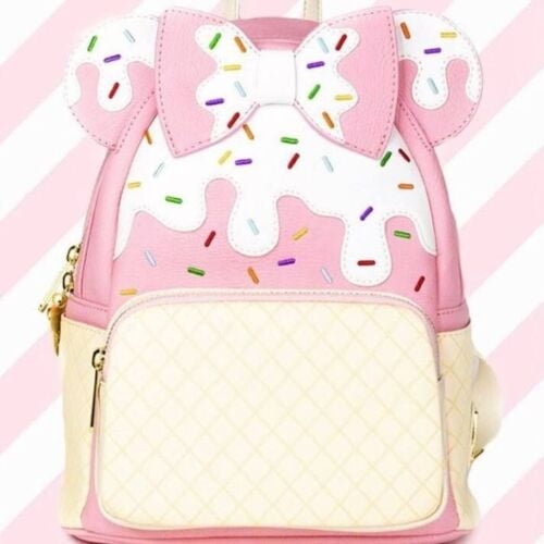 Disney Loungefly Minnie Mouse Strawberry Ice Cream Sundae Mini Backpack ...