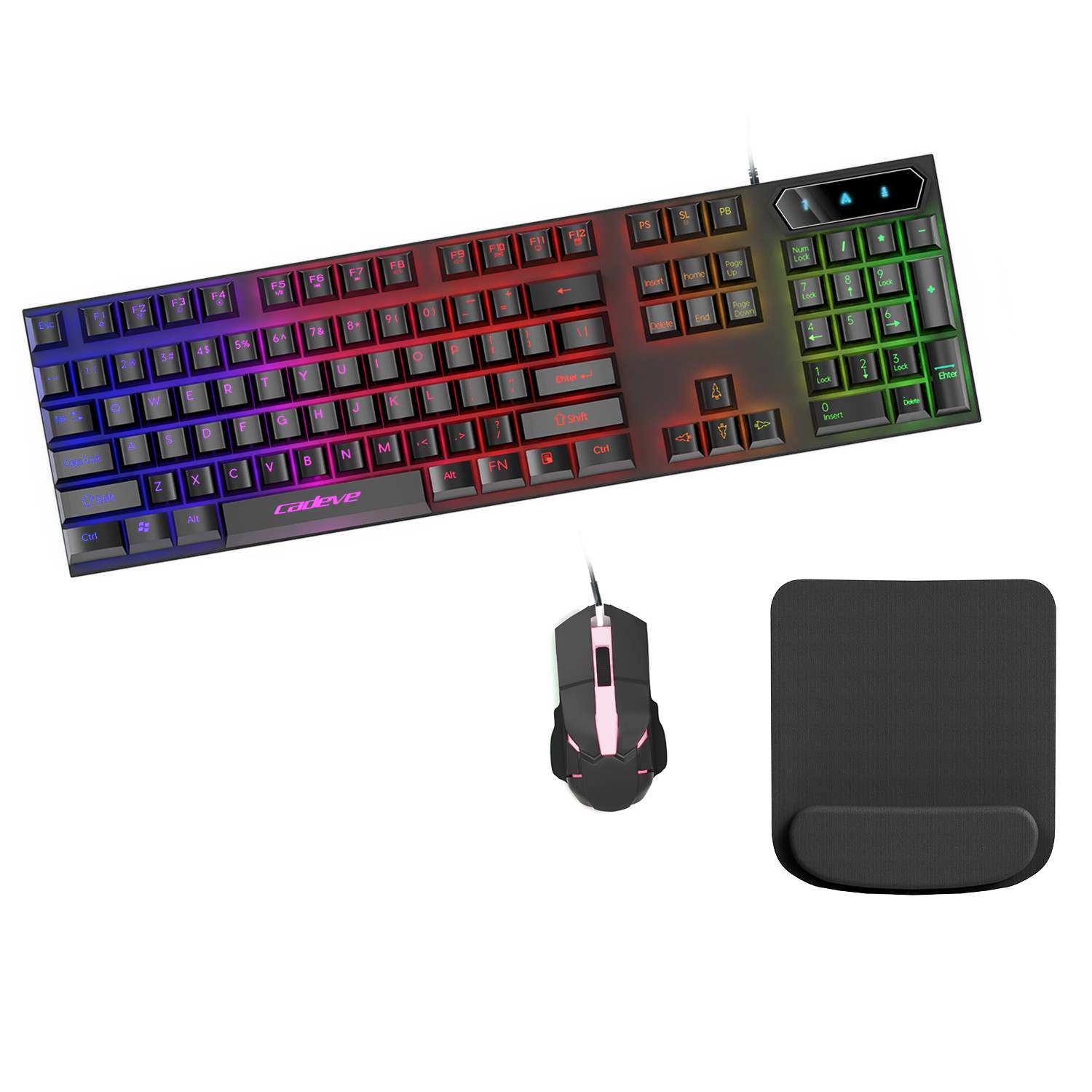 Elegant Choise Wired Gaming Keyboard Mouse and Mouse Pad Combo with RGB ...