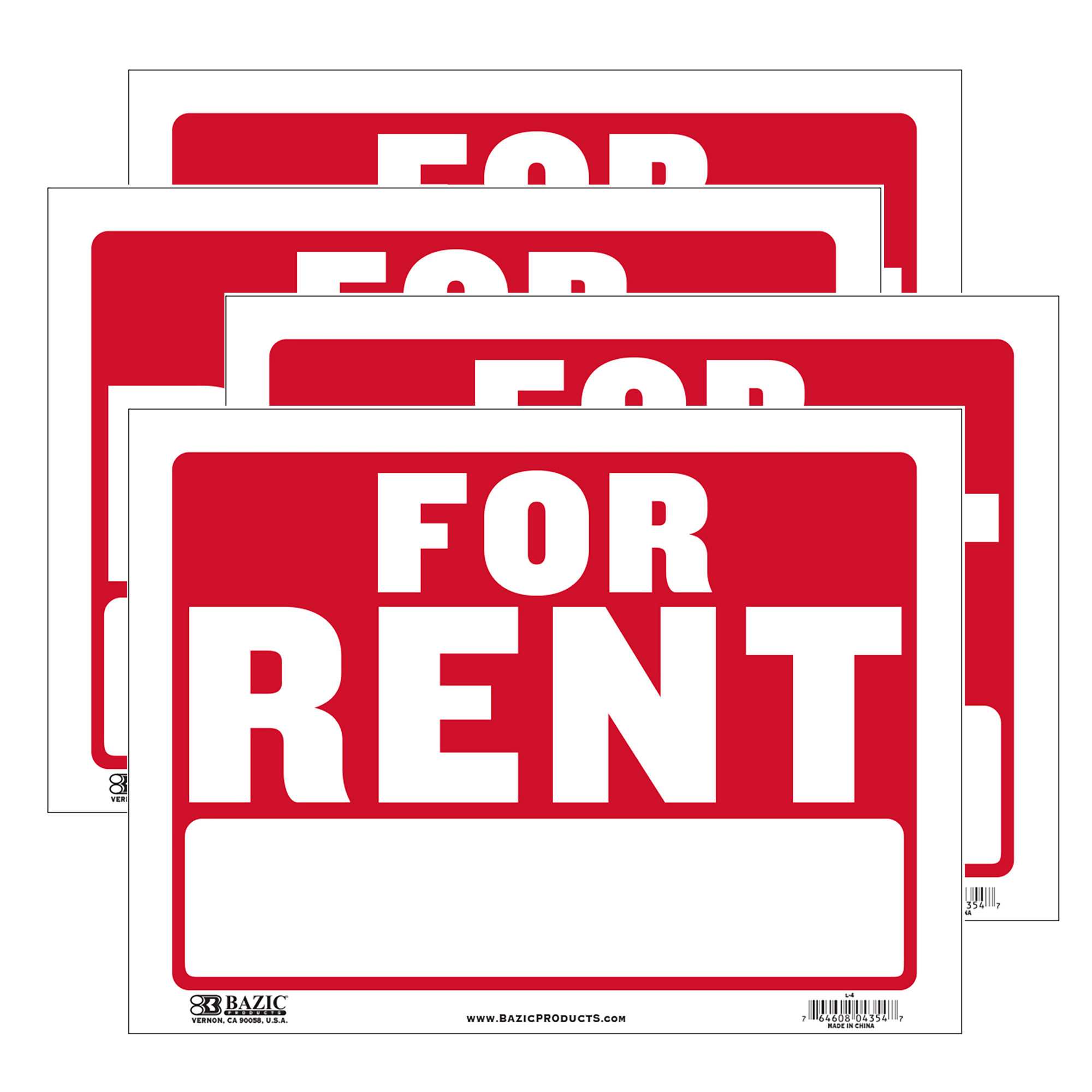 BAZIC For Rent Sign 9"X12", For Rent Rental Waterproof Indoor Signage ...