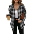 Fantaslook Plaid Flannel Shirts For Women Oversized Long Sleeve Button Down Shirts Blouses Tops