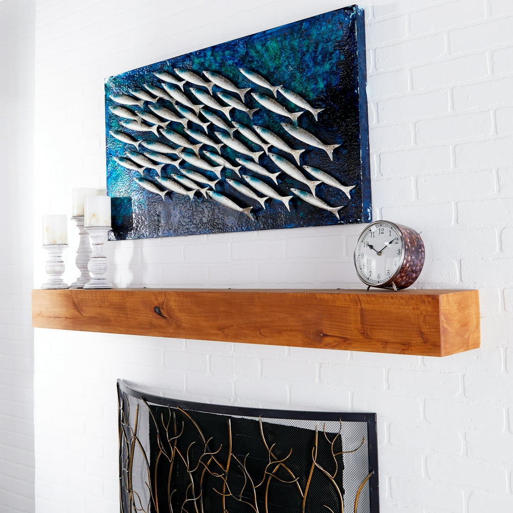 DecMode Large, Rectangular Coastal Style Blue and Silver Fish 3D Metal ...