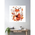 Adorable Autumn Fox Illustration Poster Wall Art, Modern Wall Decor For ...