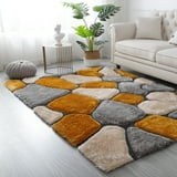 MDA Home Mateos Shag Gray/Mustard Stone Polyester Area Rug - 8' x 10 ...