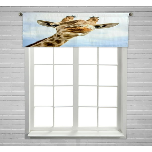 ABPHQTO A Smiling Giraffe Is Looking At The Camera Window Curtain ...