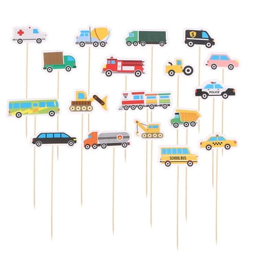 18pcs Vehicle Theme Cupcake Toppers Cartoon Car Cupcake Decoration ...