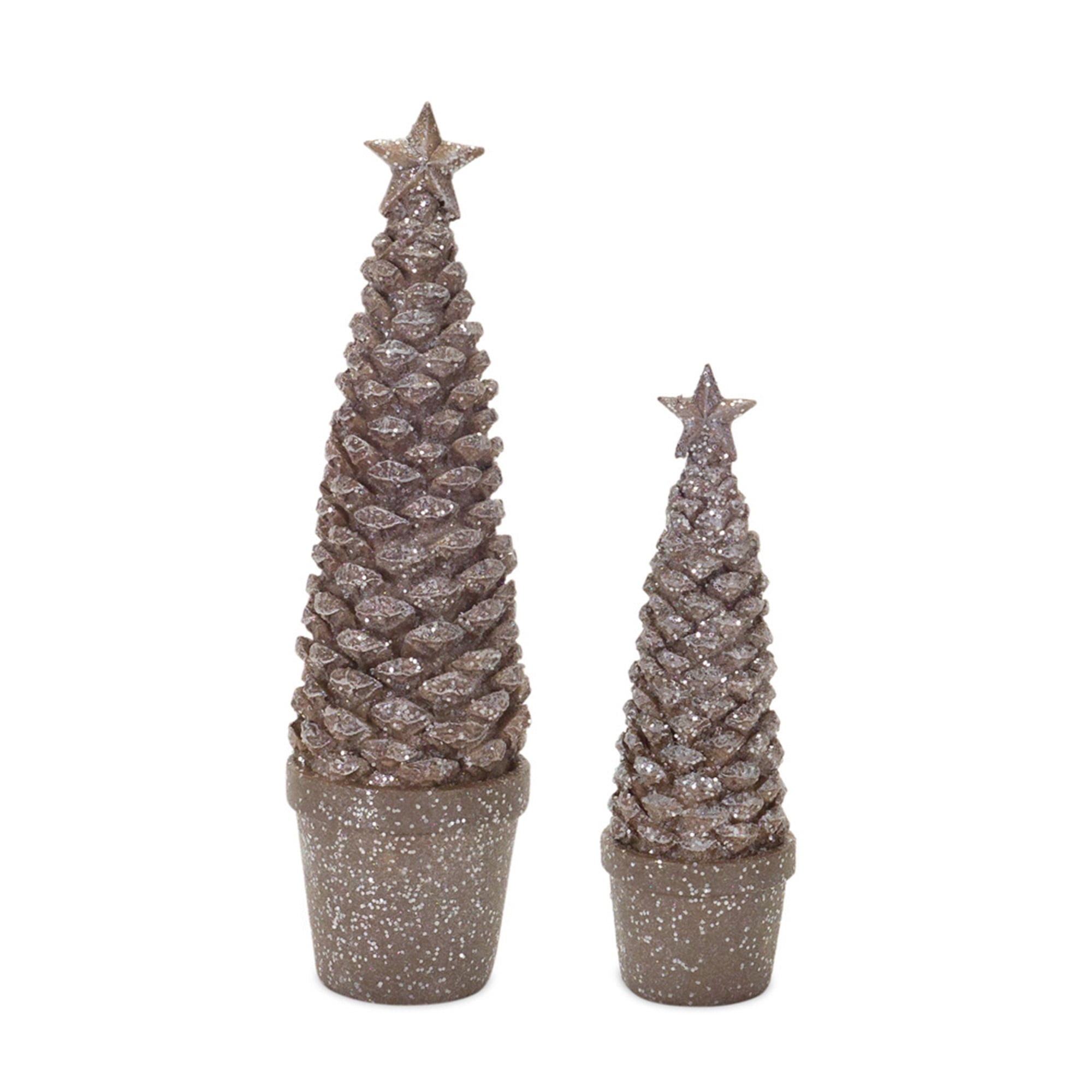 Potted Pine Cone Tree (Set of 4) 7.25"H, 10.25"H Resin - Walmart.com