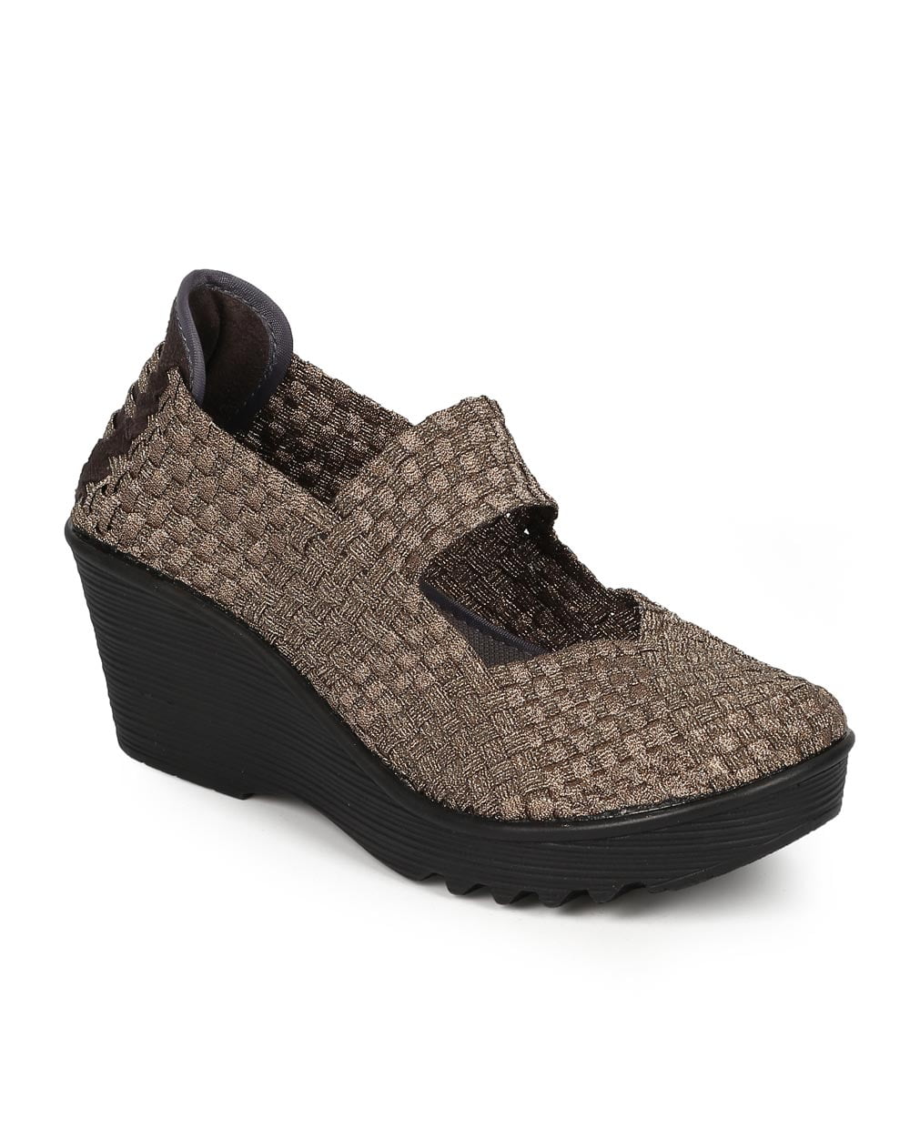 Nature Breeze CG74 Women Elastic Fabric Weave Mary Jane Clog Wedge ...