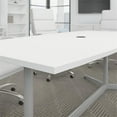 120W x 48D Conference Table with Metal Base in White - Engineered Wood ...