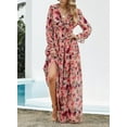 Free Shipping Dokotoo Womens Red Floral Maxi Dresses Casual Deep V