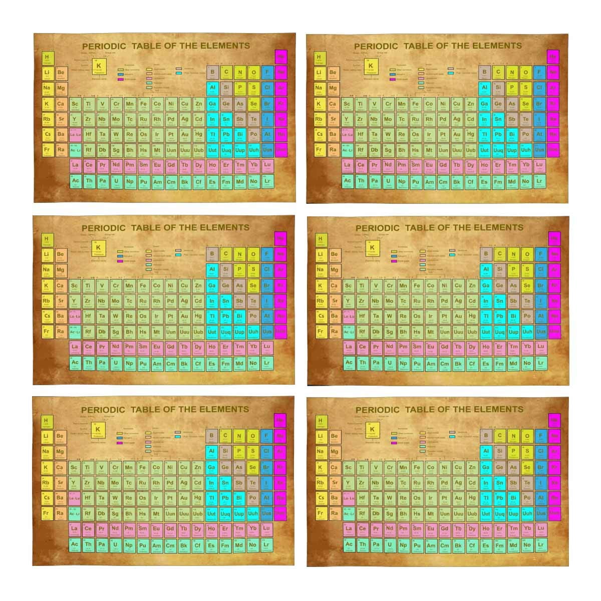 MKHERT Funny Vintage Periodic Table of The Elements Placemats Table ...