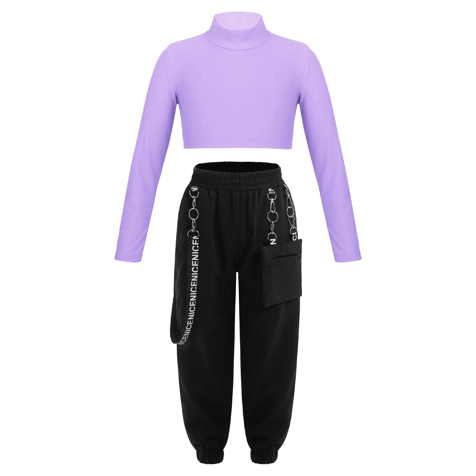 inhzoy Kids Girls Turtleneck Long Sleeve Crop Top and Sweatpants ...