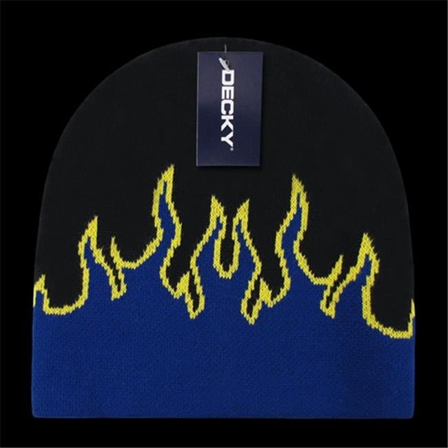 Decky Kids Fire Beanies, Black, Royal & Yellow - Walmart.com