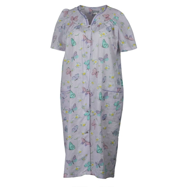 Elegant Emily Women's Snap-Front Duster Robe With Pockets - Purple ...