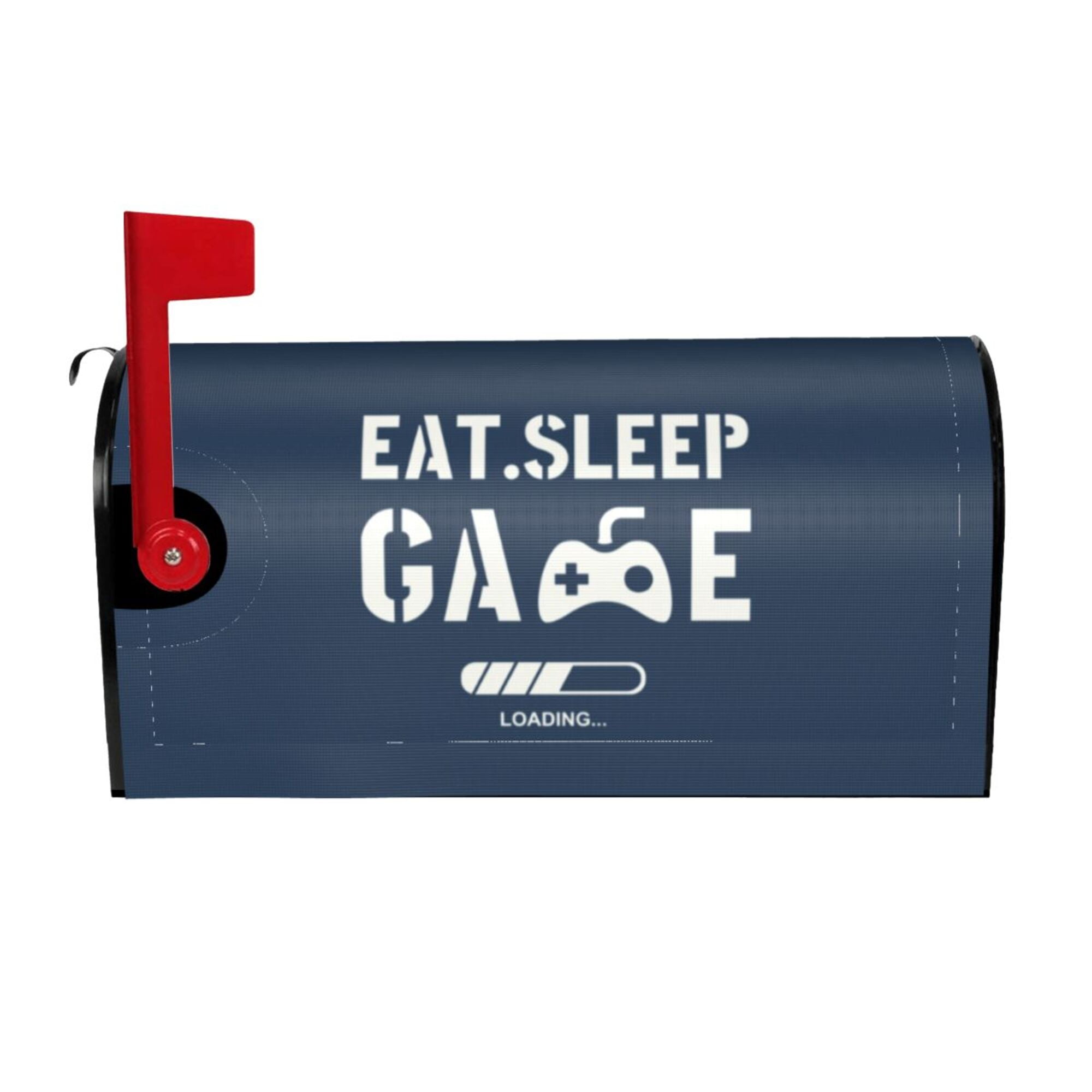 TEQUAN Blue White Eat Sleep Game Slogans Magnetic Mailbox Cover ...