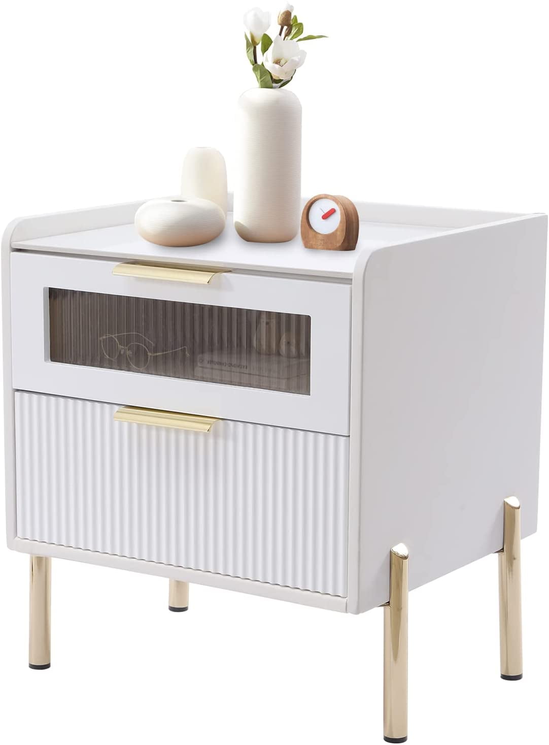 MONIPA 2 Drawers Nightstand End Table Dresser 2 Chest of Drawers for ...