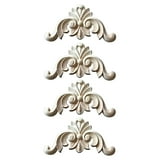 4 Pieces Wood Carved Applique Wooden Figures Moldings Frame for ...