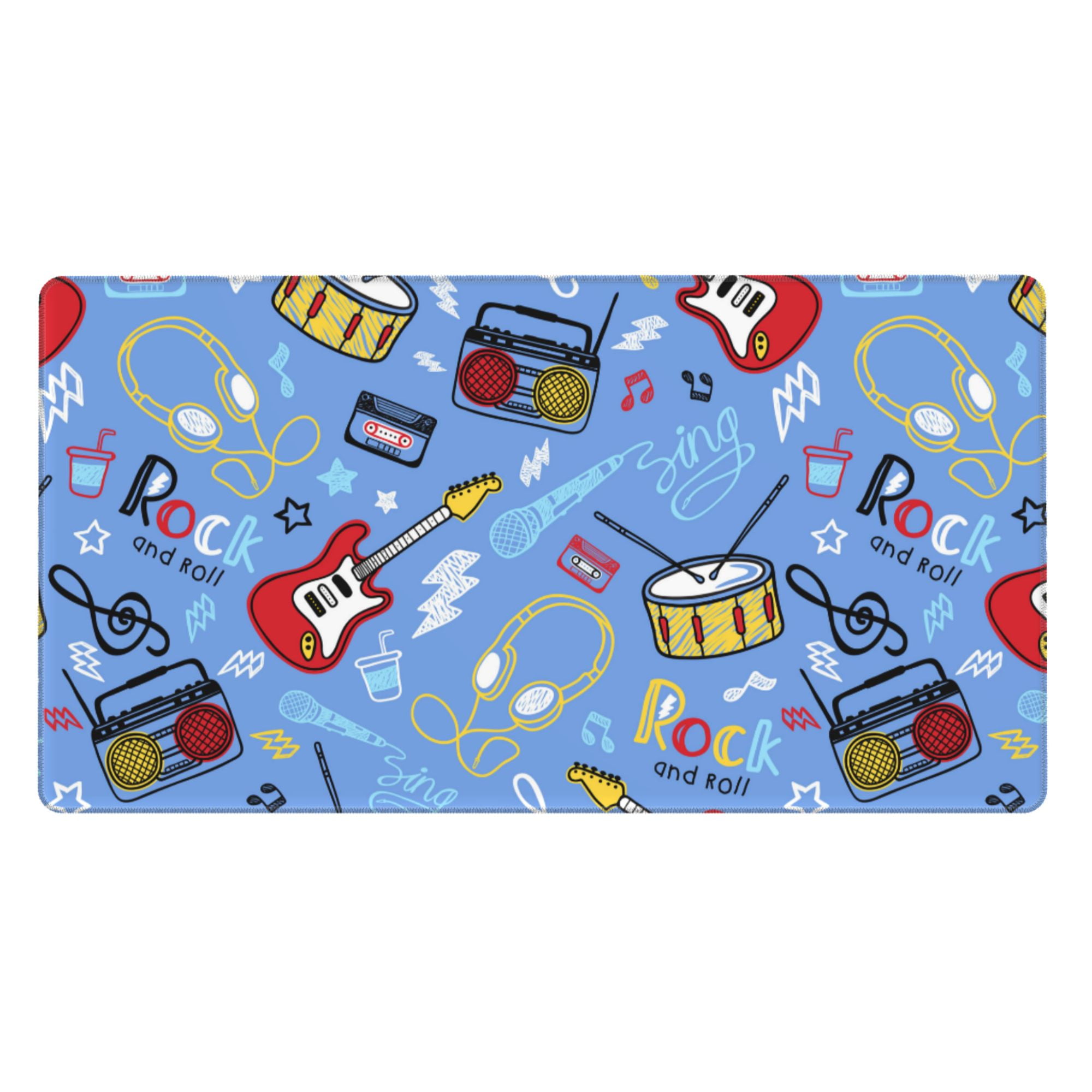DouZhe Large Mouse Pad, Cartoon Musical Instrument Sketch Non-Slip ...