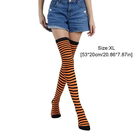 Maoww Pack of 2 Striped Plus Size Thigh High Socks Breathability Unique ...