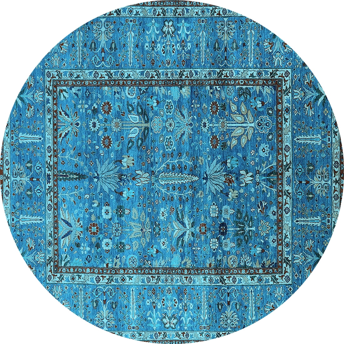 Ahgly Company Indoor Round Oriental Light Blue Industrial Area Rugs, 8 ...