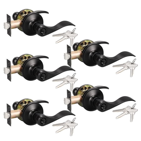 KNOBWELL 5 Pack Front Entry Door Handle Lock Set Drop Style Door Levers ...