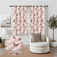 Butterfly and Rose Pink Pattern Blackout Curtains,Triple Weaved Fabric ...