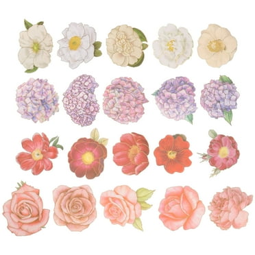 100 Flower Stickers, Floral Sticker Pack for Scrapbook, Laptop ...