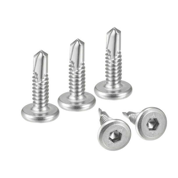 Uxcell #10 x 3/4" 410 Stainless Steel Flat Head Hex Socket Self Tapping Screws 50 Pack - Walmart.com