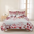 Full Quilt Bedding Set Red Watercolor Eucalyptus Leaves Breathable ...