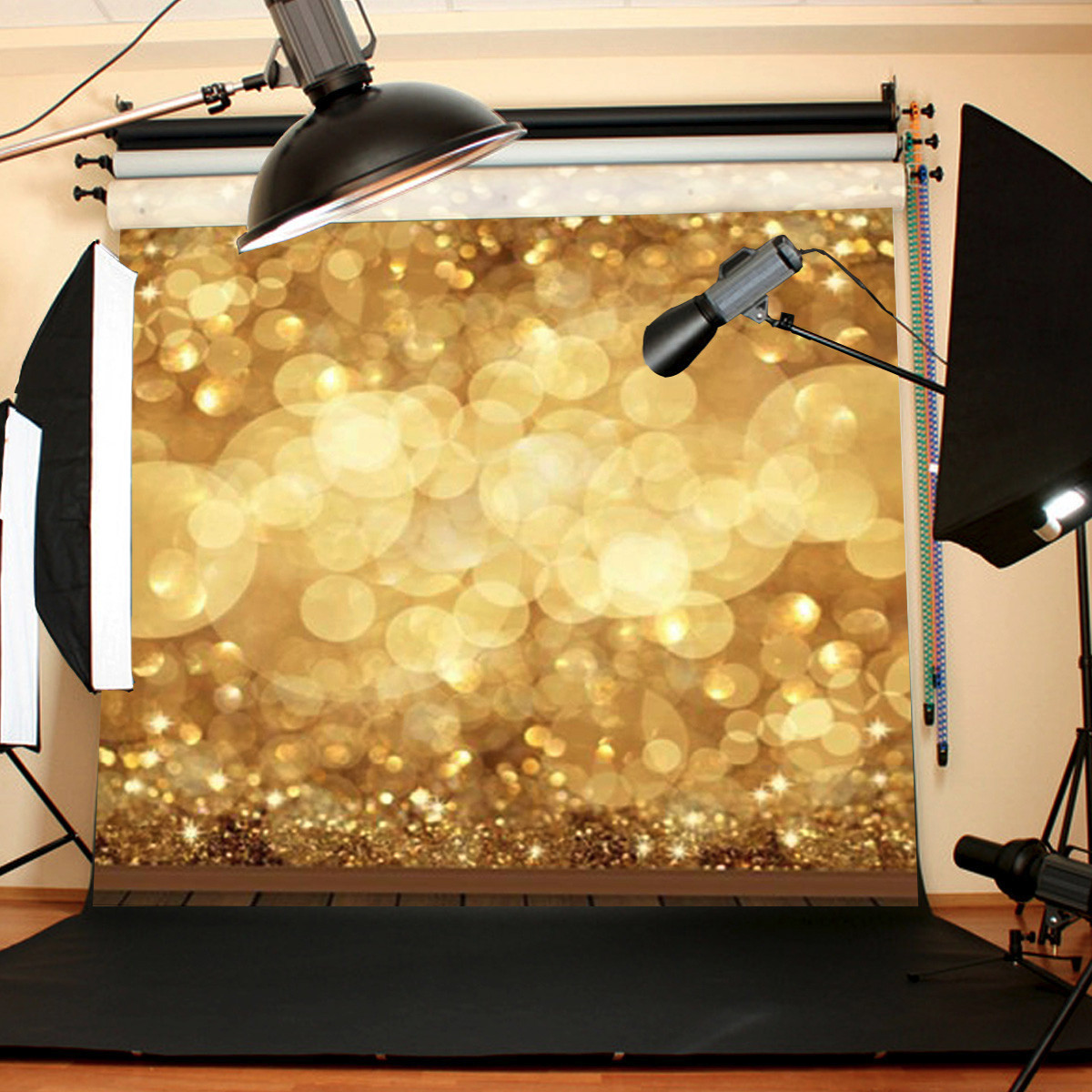 118x118inch Gold Spots Glitter Backdrop Sparkle Studio Photo ...
