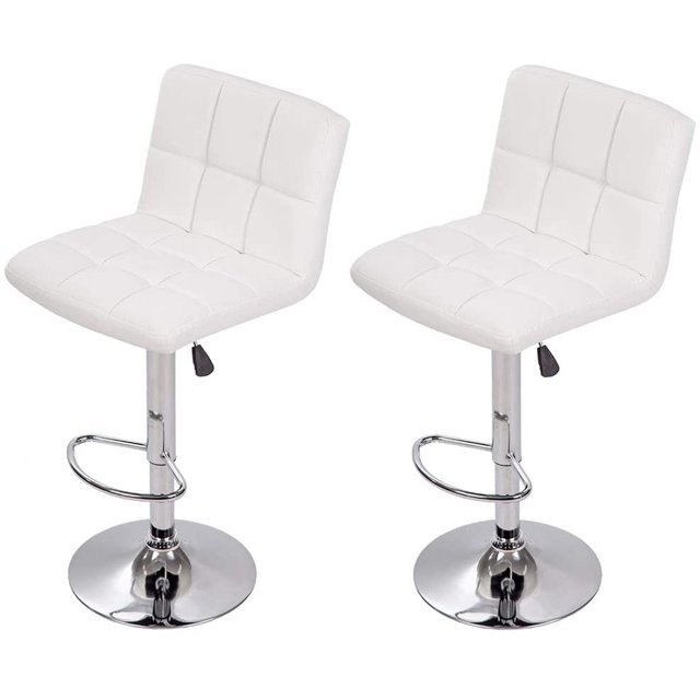 Furinno Swivel Counter Height Adjustable dining Chairs, White, Set of 2 ...