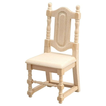 1 12 Scale Wood Miniature Chair Furniture Unfinished High Back Chair ...