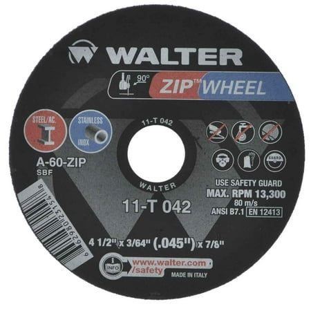 Walter 11T042 4-1/2x3/64x7/8 High Performance Zip Wheels Type 1 A60 ...