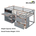 Bellemave Low Loft Bed Twin Size, Rolling Desk, Storage Shelves ...