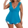 Rivelino Plus Size Tankini Swimsuit For Women 2 Piece Ruffled Plunge
