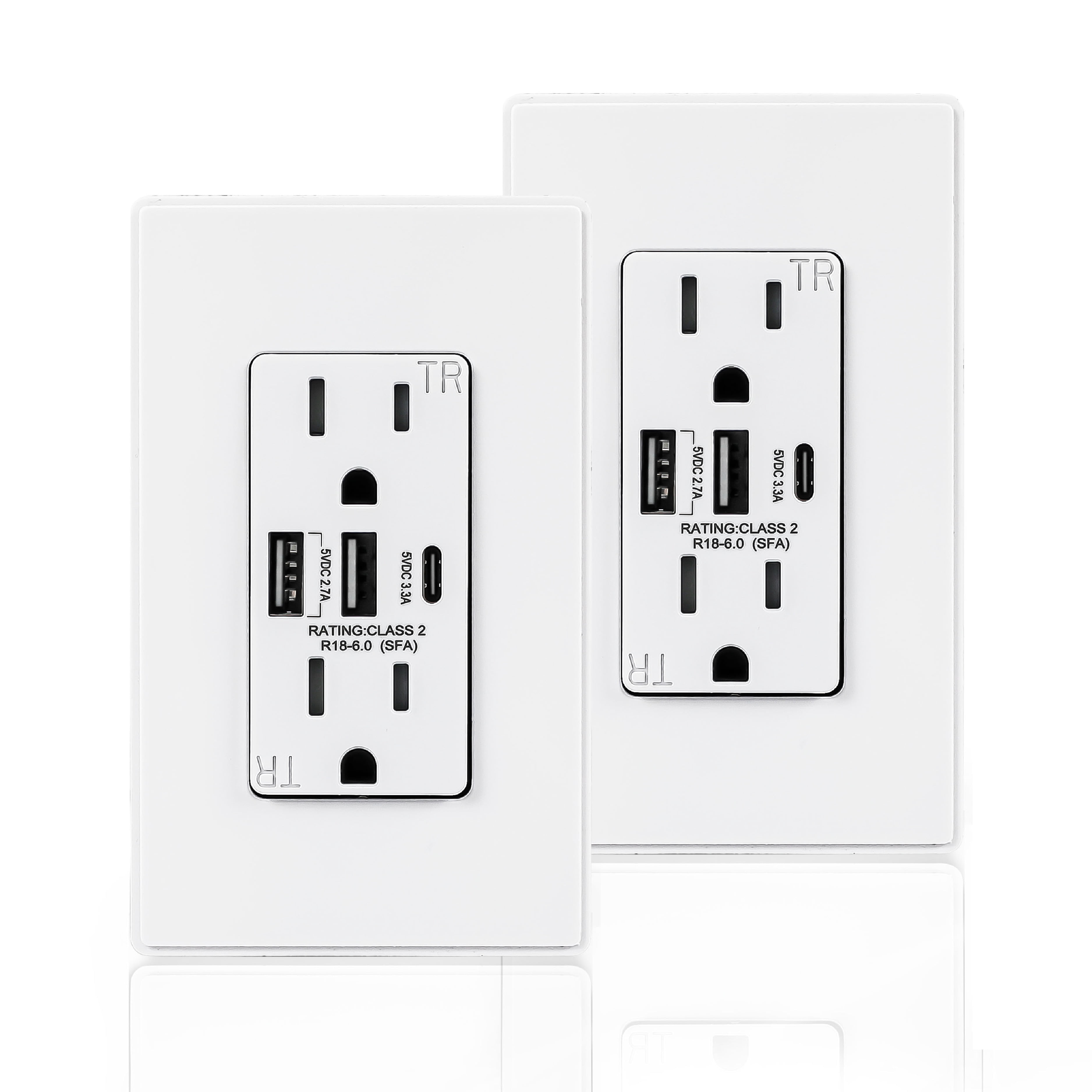 Coby USB Wall Outlet, Dual 6.0 Amp USB Ports, 15A Duplex Tamper ...
