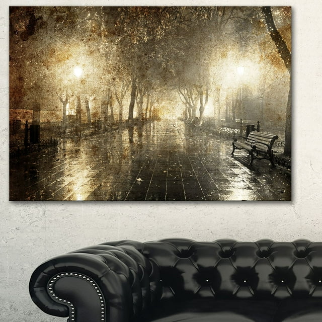 Design Art Night Alley with Lights Photography Landscape Canvas Art ...