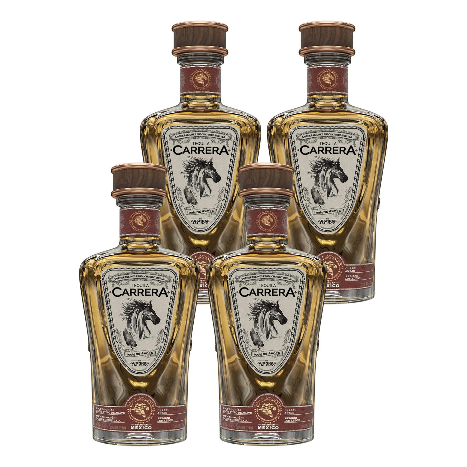 Pack de 4 Tequila Carrera Añejo 750 ml | Bodega Aurrera en línea