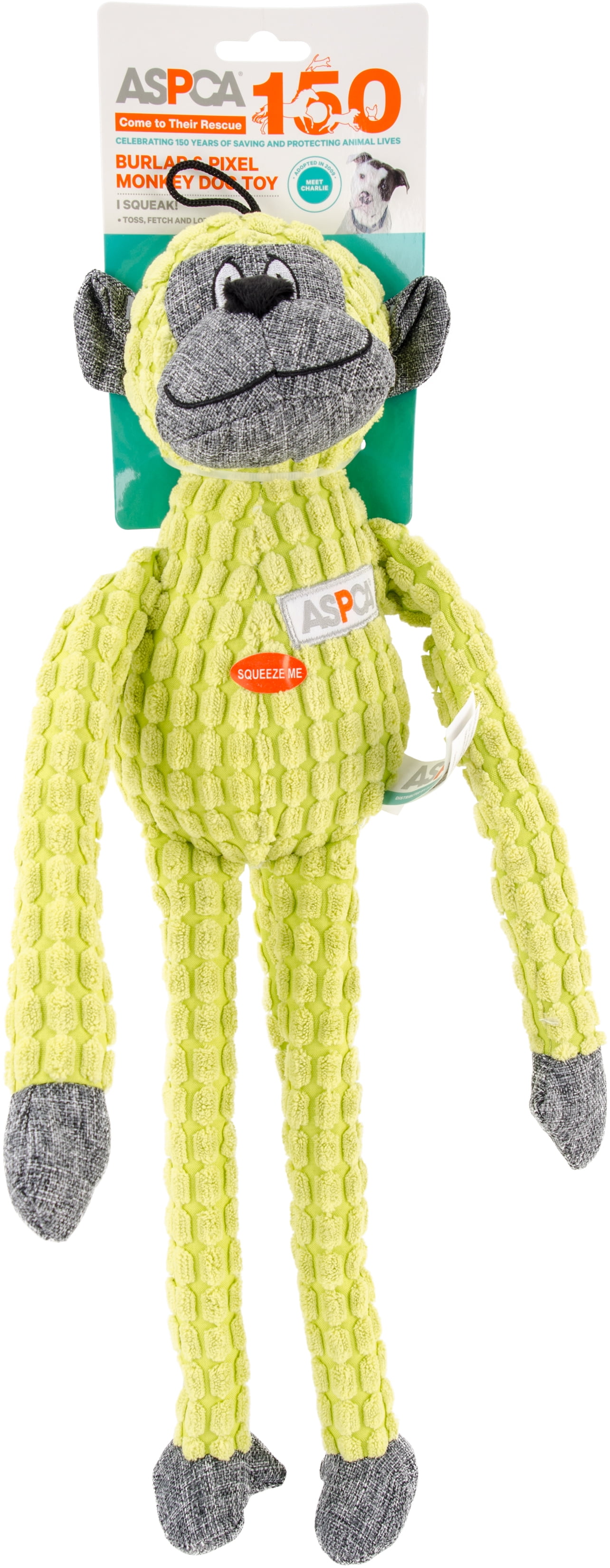Aspca Burlap & Pixel Monkey Dog Toy-Green | Walmart Canada
